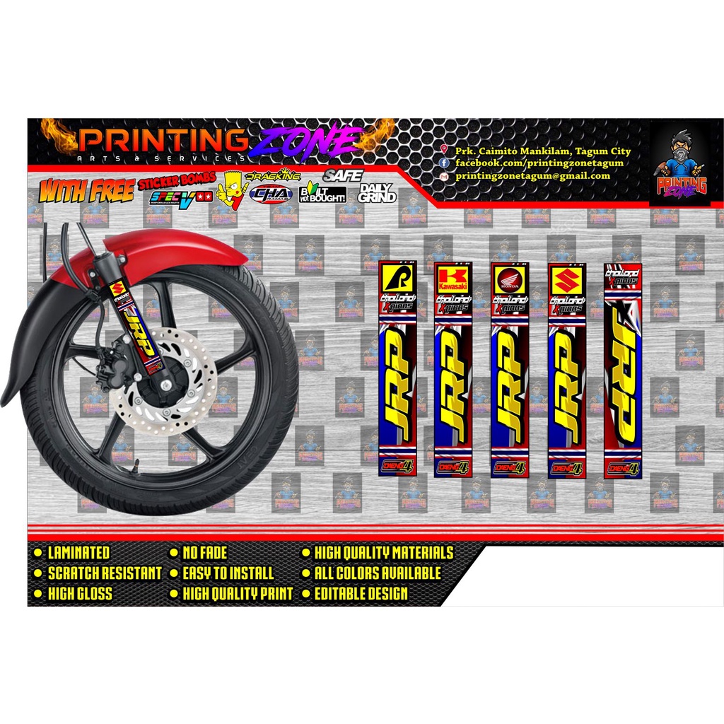 Telescopic/Front Fork JRP sticker decal for all kinds of Motorcycle ...