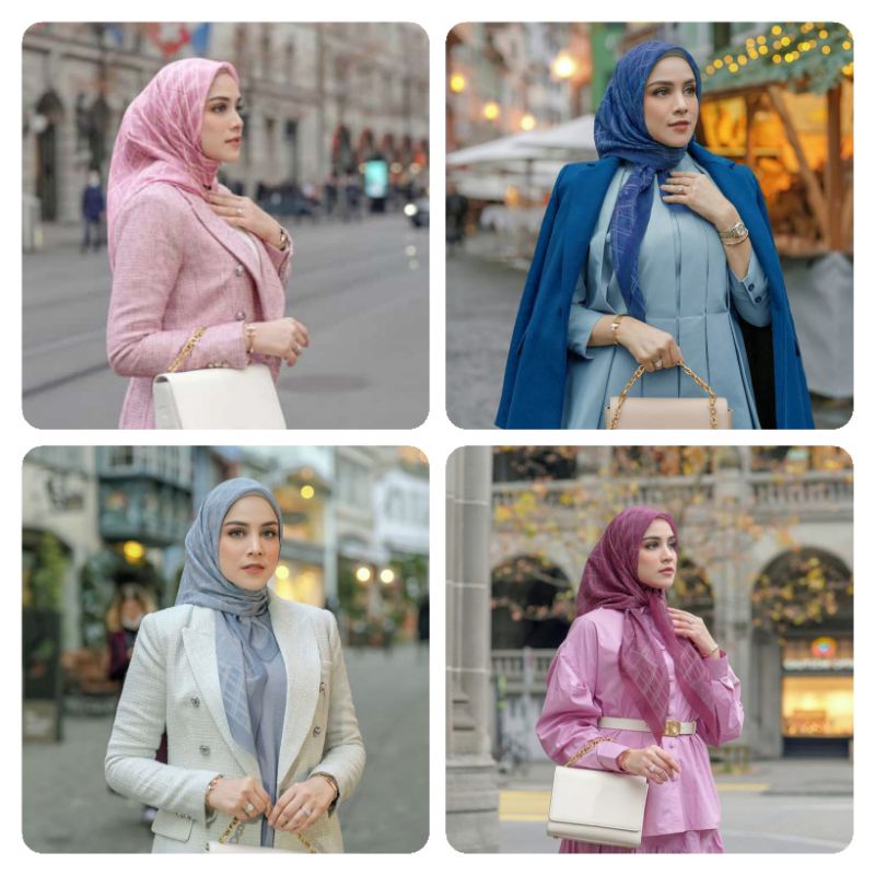 Hijab Quadrilateral motif Button Louvre Series / Instant hijab / Deenay ...