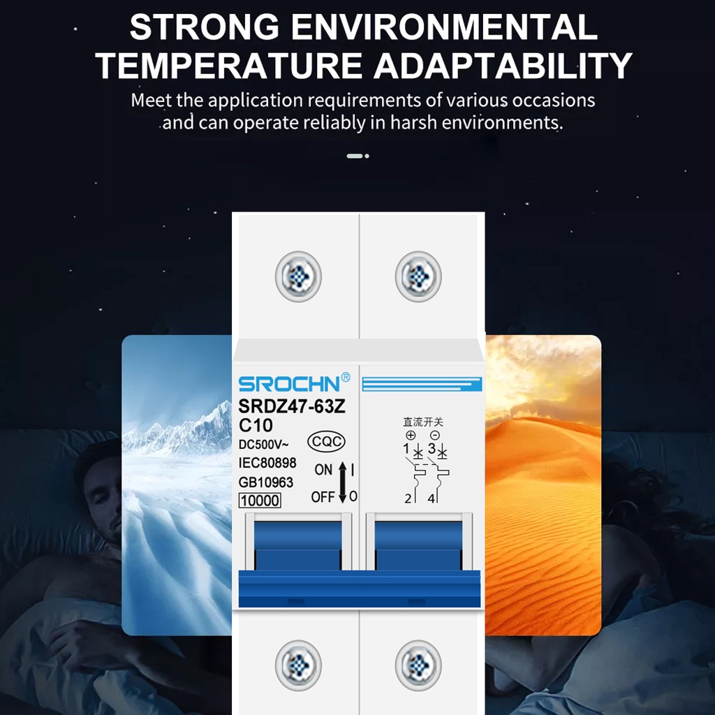 Solar PV DC Circuit Breaker DC 500V MCB 2 Poles Miniature Circuit Breaker Mcb circuit breaker DC ...