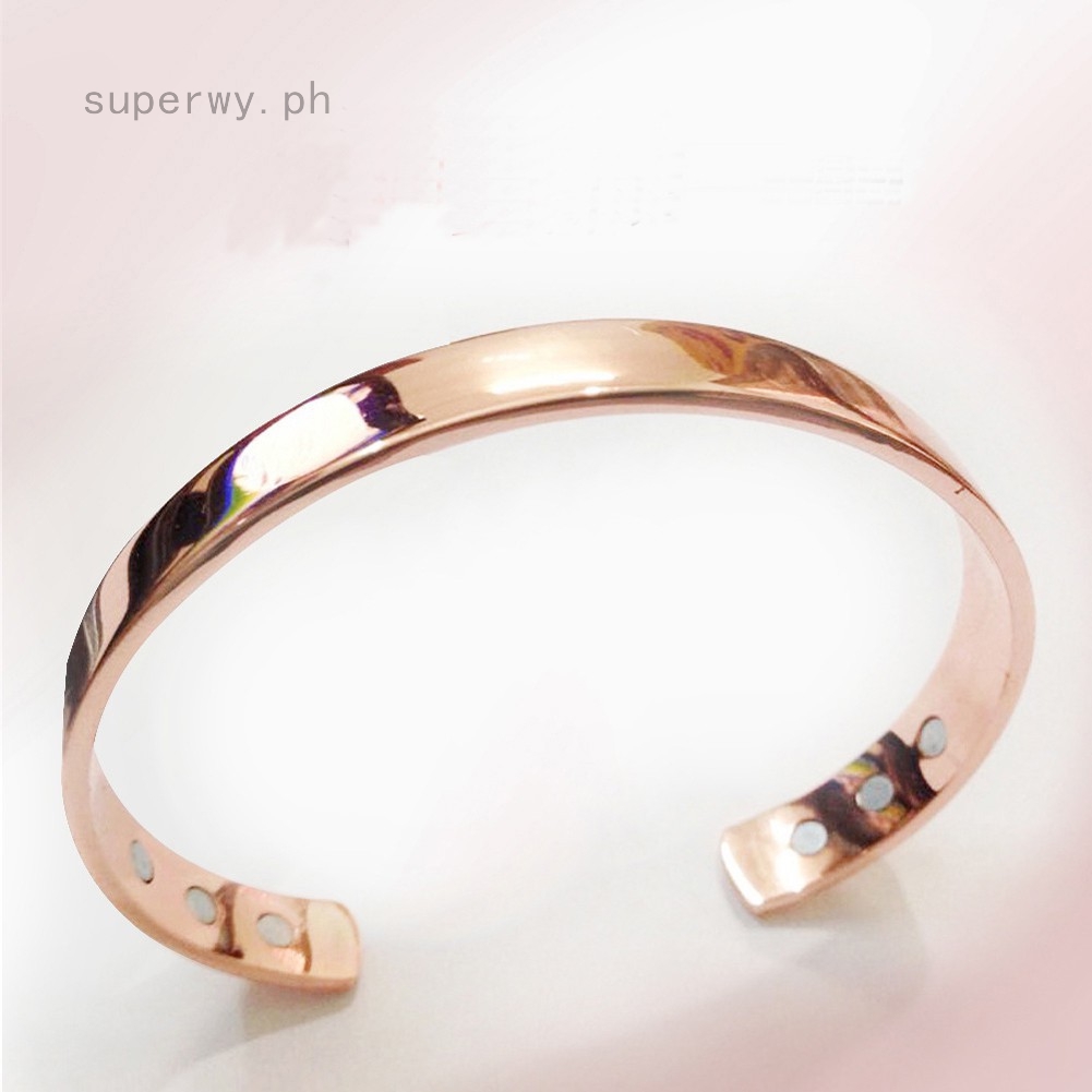 Pure Copper Magnet Energy Health Open Bangle Plated Gold Color Simple ...