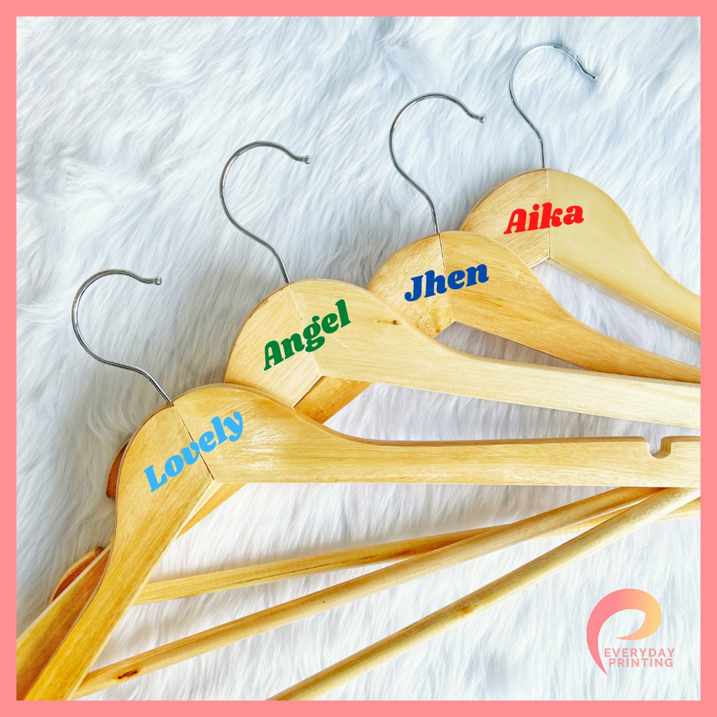 Personalized Wooden Hanger ( DECAL STICKER- SOLD PER PIECE) | Shopee ...
