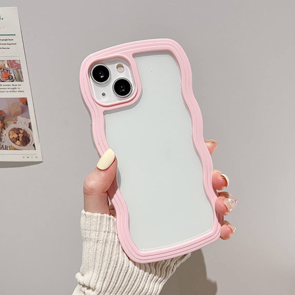 Simple Macaron Wave Frame Phone Case Compatible for iPhone 13 12 11 14 ...