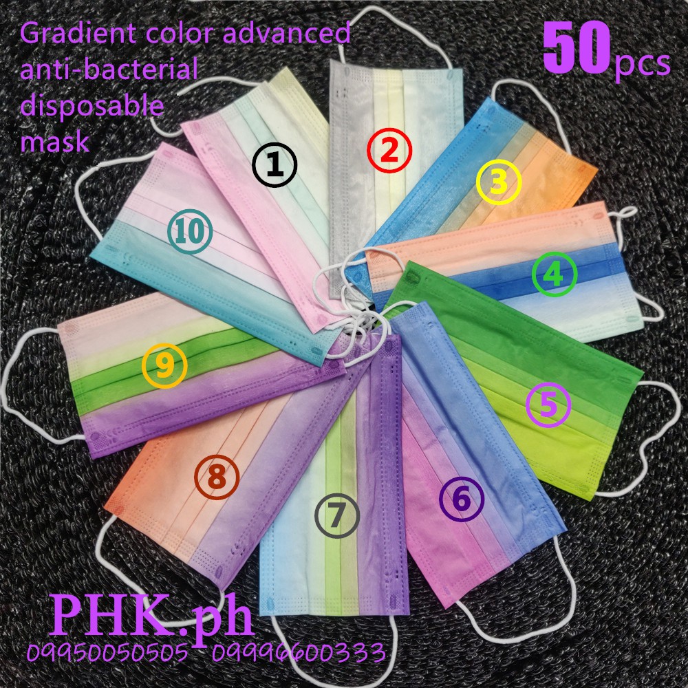 Rainbow face Mask CE disposable 50pcs colorful gradient color masks 3 ...