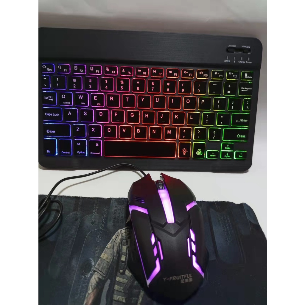 RGB Color 1O INCHES RECHARGEABLE SLIM BACKLIGHT RGB COLOR KEYBOARD WITH ...