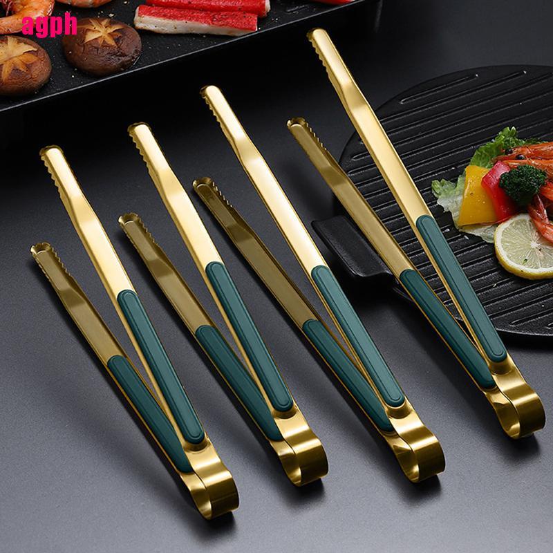 [agph]Gold Stainless Steel Food Tongs Non-Slip Tongs For BBQ Meat ...