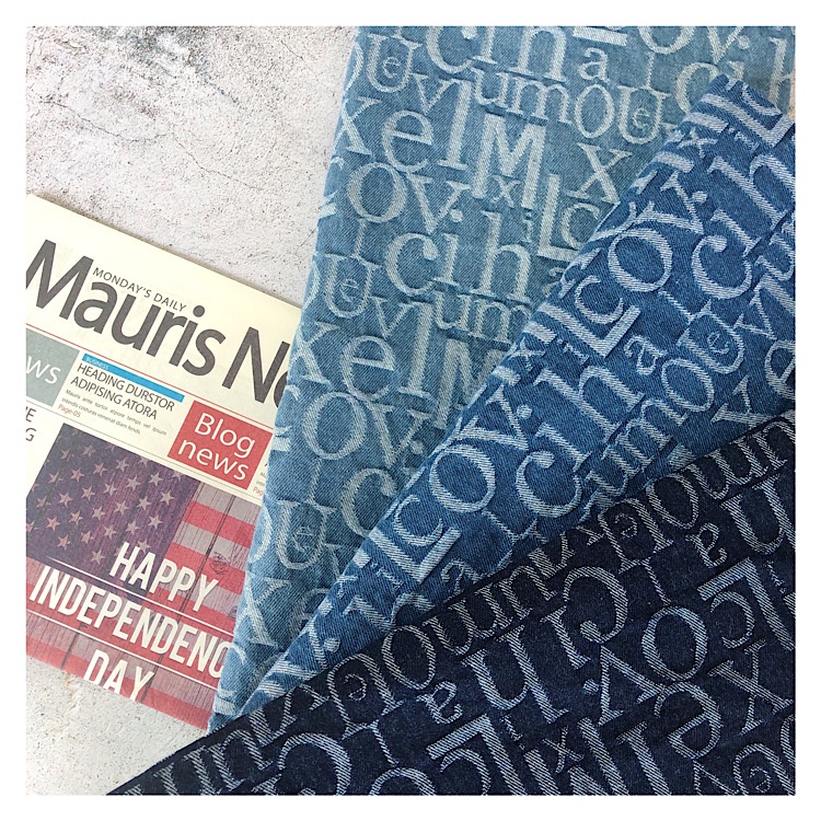 Pure cotton letter jacquard weave Water washing Denim fabric DIY ...