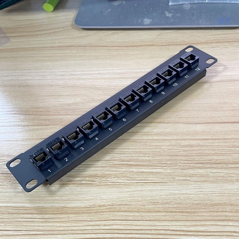 OUT 12 Port CAT6 RJ45 Pass-Thru Patch Panel with Mounting Bracket for ...