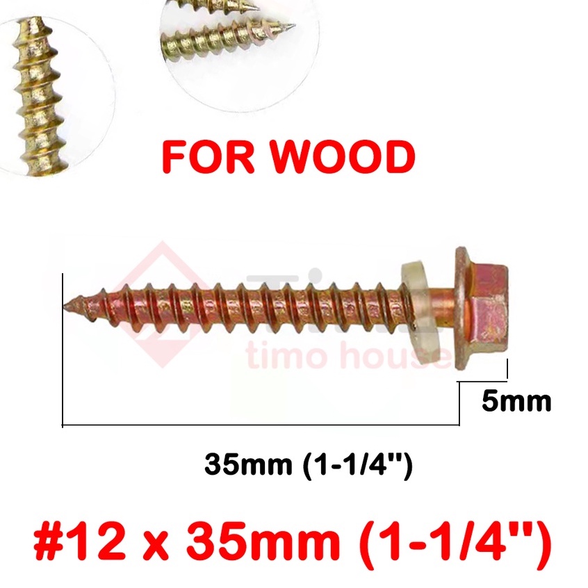 COD 100PCS Tex Screw For Wood Roof Screw Wood Job Screw 1inch 1 1/4,1 3 ...