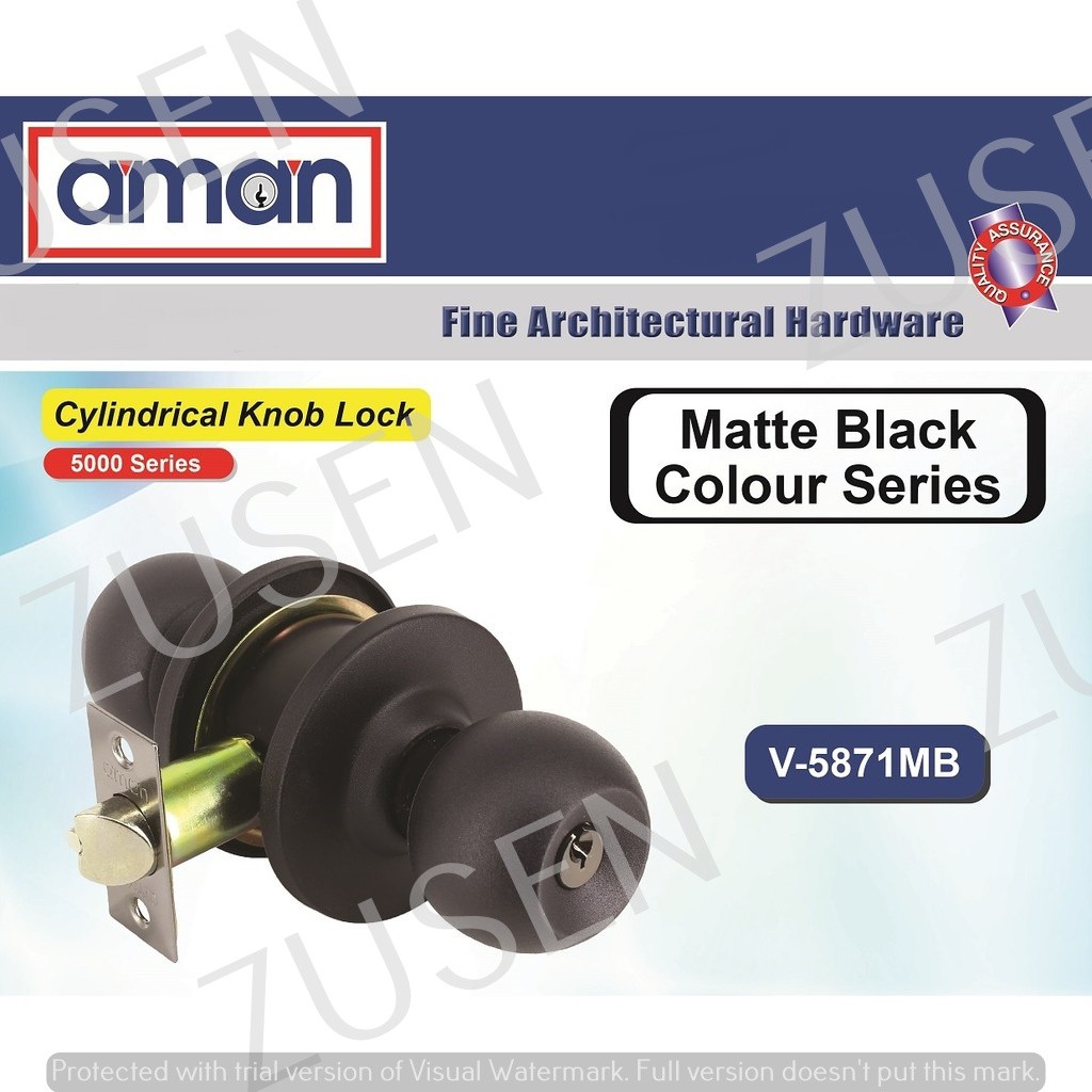 AMAN HEAVY DUTY CYLINDRICAL ENTRANCE LOCK-V-5871MB 60mm | Shopee ...