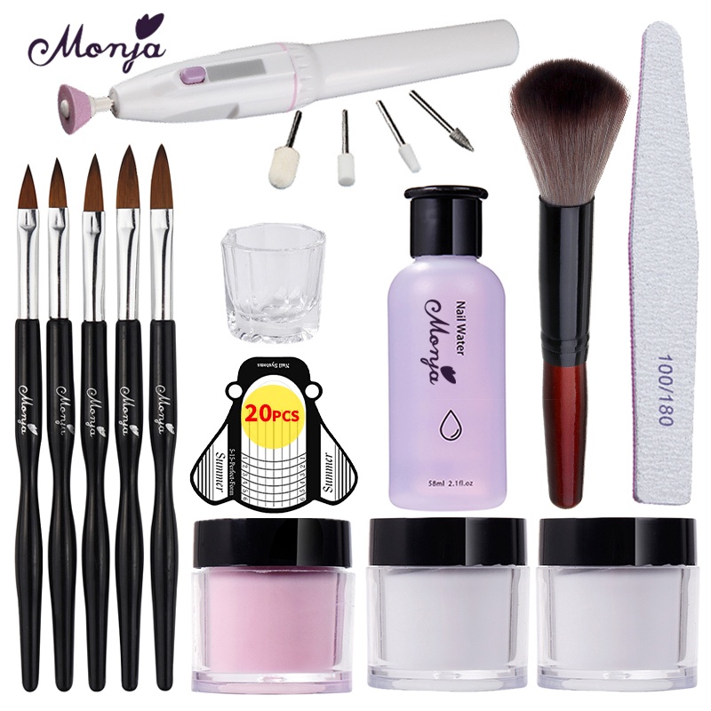 Monja Acrylic Liquid Powder Nail Art Extension Quick Building Kit ...