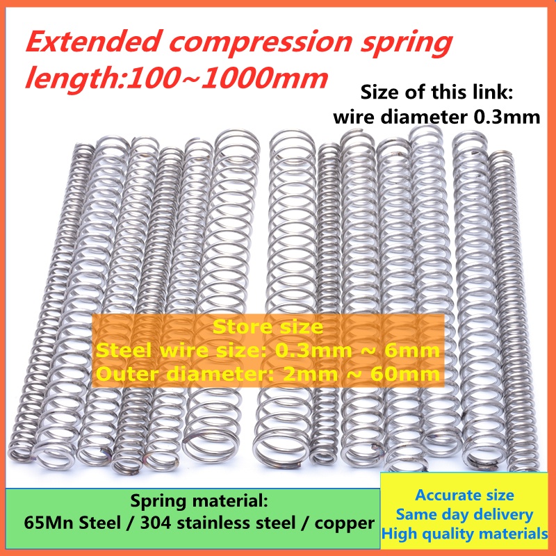 SUS304 Long spring wire diameter 0.3mm OD2/3/4/5/6mm length 100/200/300 ...