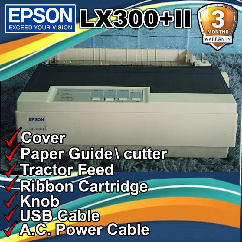 EPSON LX300+II DOT MATRIX PRINTER (with FREE BRAND NEW RIBBON CARTRIDGE ...
