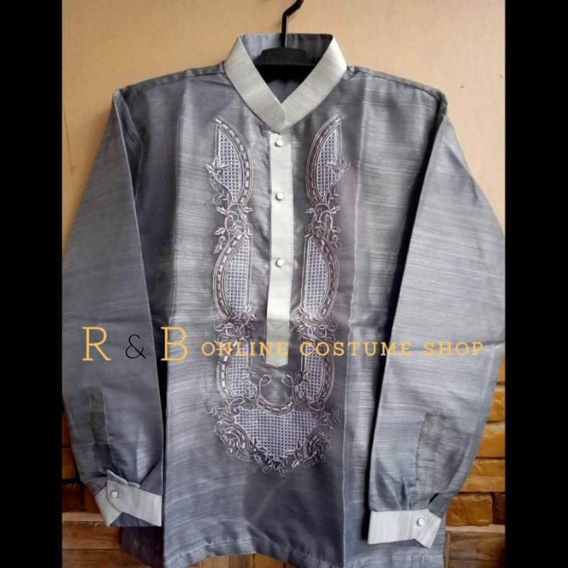 Chinese Collared GRAY BARONG | Shopee Philippines