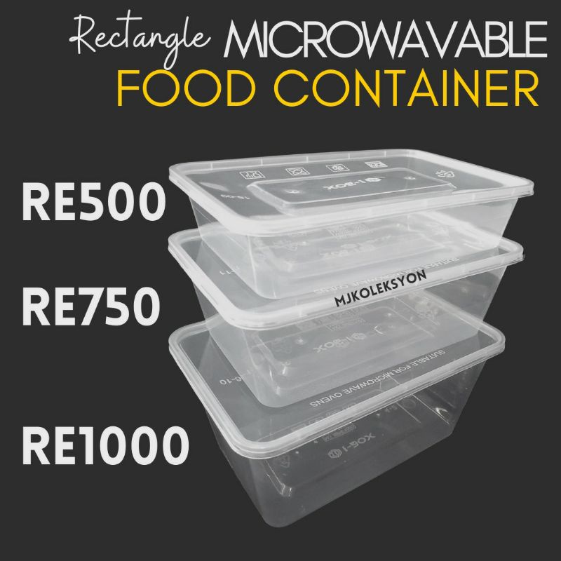 10pcs Rectangle Microwavable Food Container 500ml, 650ml, 700ml 1000ml | Shopee Philippines