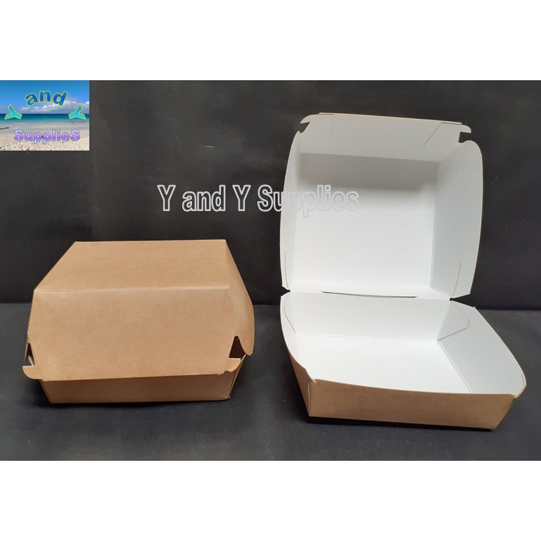 Burger Take-out Paper Box Container, 100 Pieces, Hamburger box | Shopee ...
