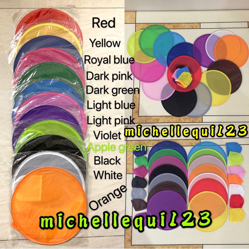 1Pc Foldable Round Fan Plain Colorful Nylon Frisbee Fan With Pouch ...