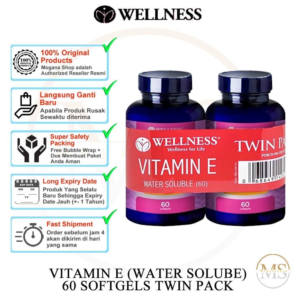 Wellness Natural Vitamin E 400 Iu 60 Capsules Twin Pack | Shopee ...