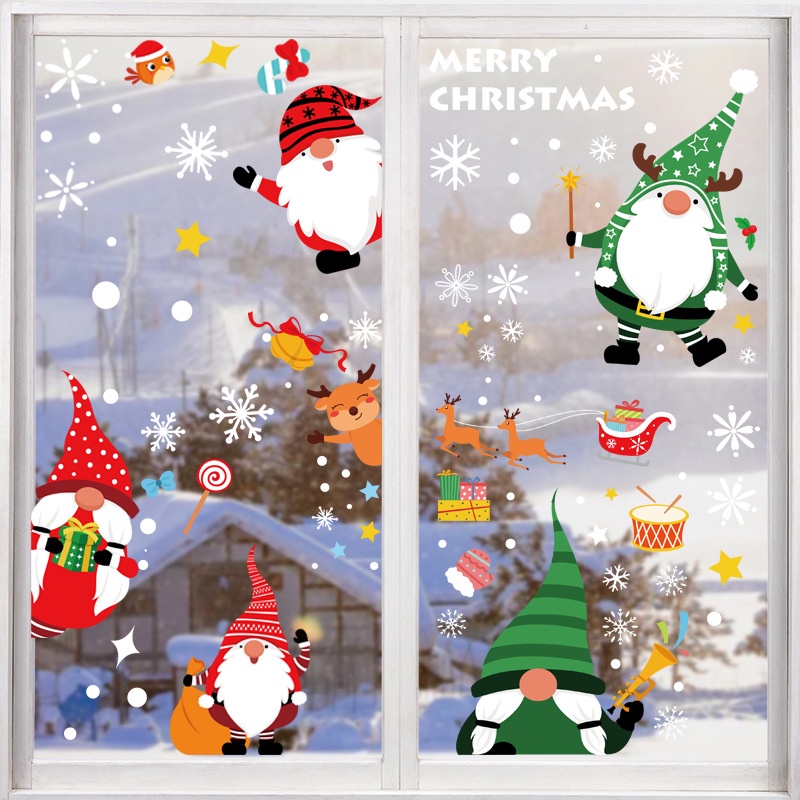 1 Set of Christmas Dwarf Window Stickers Static Clings for Window Glass ...