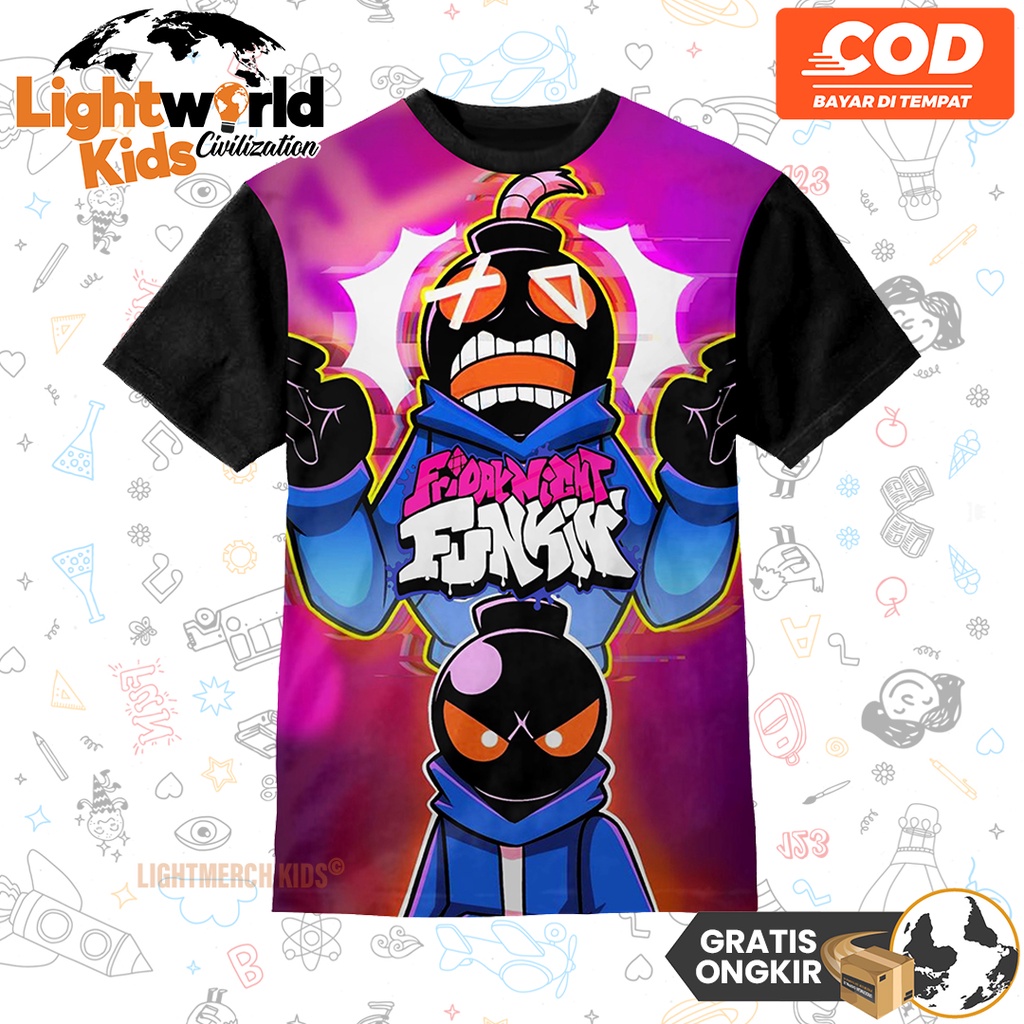 Anime Children's T-shirts - Cute 3D Game T-shirts - Whitty FNF Funkin ...