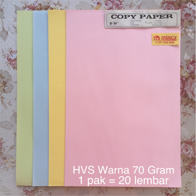 Hvs Color F4 - HVS Color A4 70 Grams - 20 Sheets - Paper F4 - Paper ...