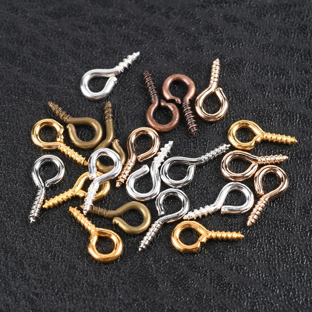 200Pcs/Lot Mini Screw Eye Pins Pearl Beads Screw Threaded Hooks Eyelets ...