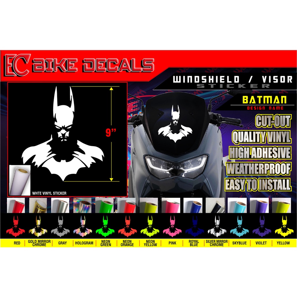 Yamaha Nmax Windshield Sticker Decal VISOR CUTOUT - BATMAN - HIGH ...