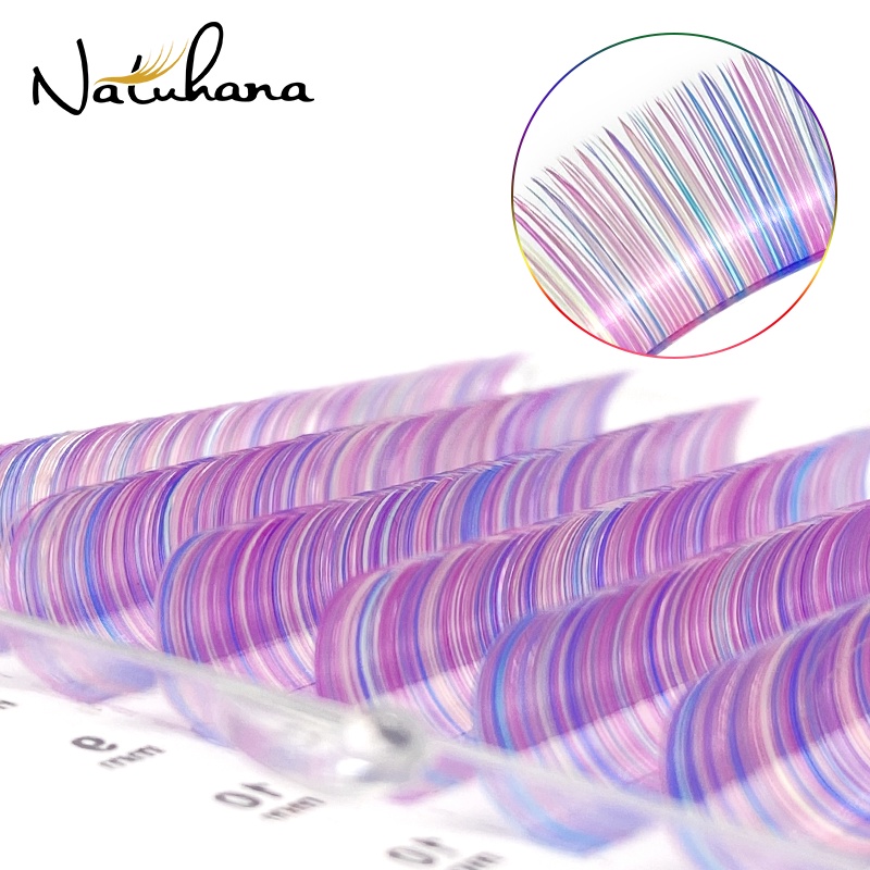 NATUHANA C D Curl Colored Eyelash Extensions Blue Yellow Purple Rainbow ...