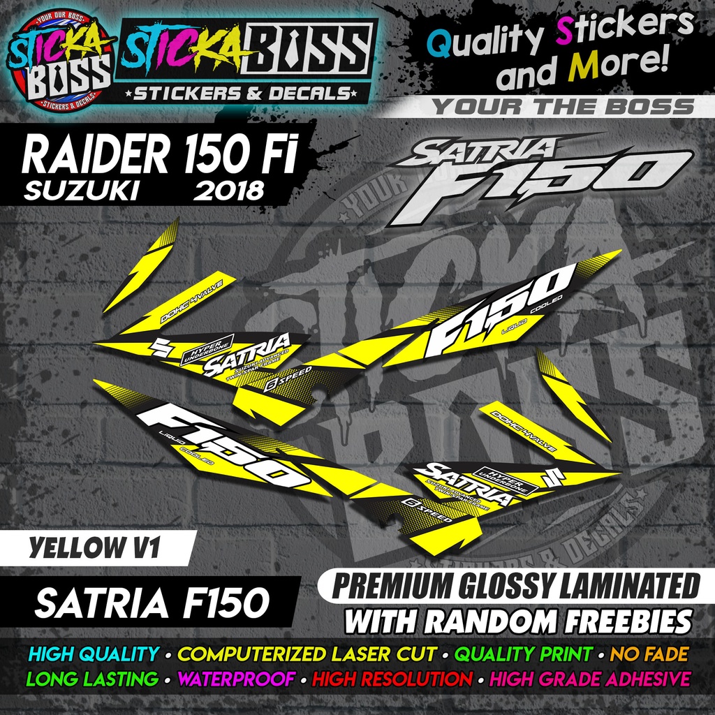 Suzuki Raider 150 Fi Stock Decals YELLOW (Satria F150)【PREMIUM GLOSSY ...