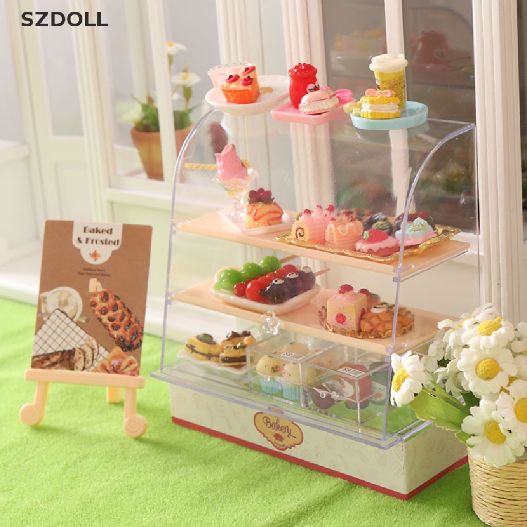 [cxSZDOLL] 1:12 Dollhouse Miniature Cake Display Cabinet Model Craft ...
