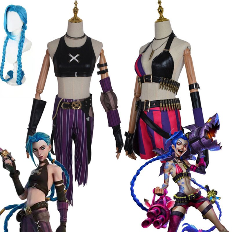 League of Legends Jinx Cosplay Costume LoL Jinx Arcane Cosplay Uniform ...