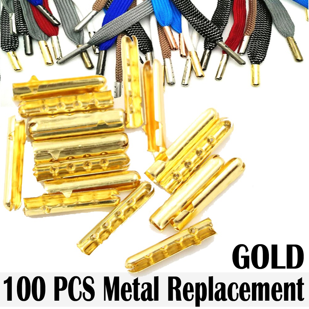 100 PCS Metal Replacement Shoelace Shoe Lace Aglet Tip Head Aglets End ...