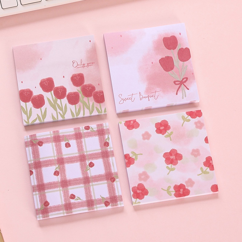 50 Sheets Romantic Flowers Series Memo Pad Student Lovely Portable ...