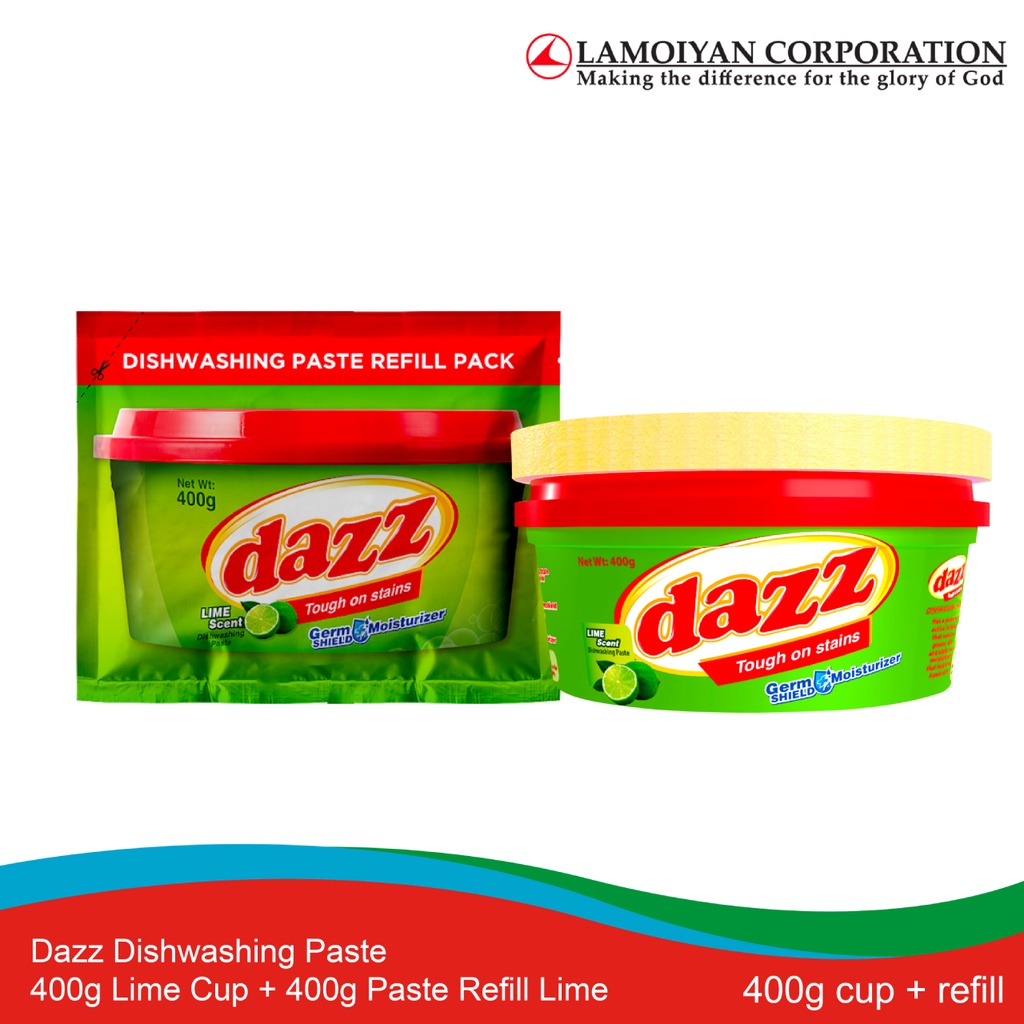 Dazz Dishwashing Paste Lime Cup 400g with Refill 400g | Shopee Philippines