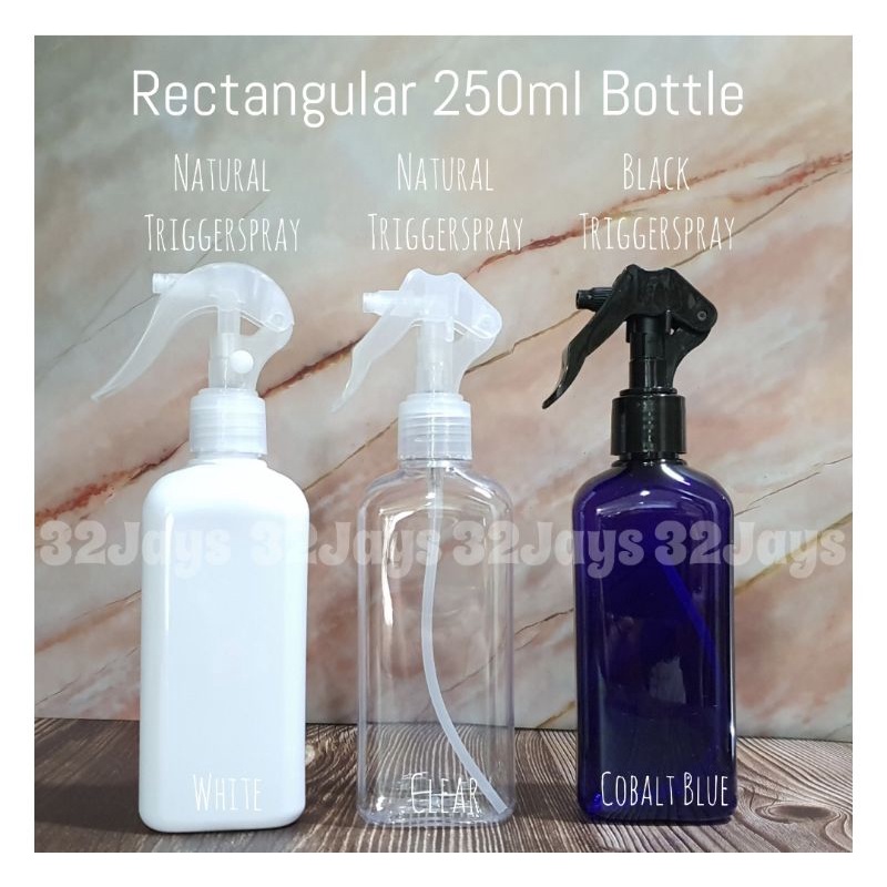 Plastic Rectangular 250ml Trigger Spray Bottle Sprayer Empty Rectangle ...
