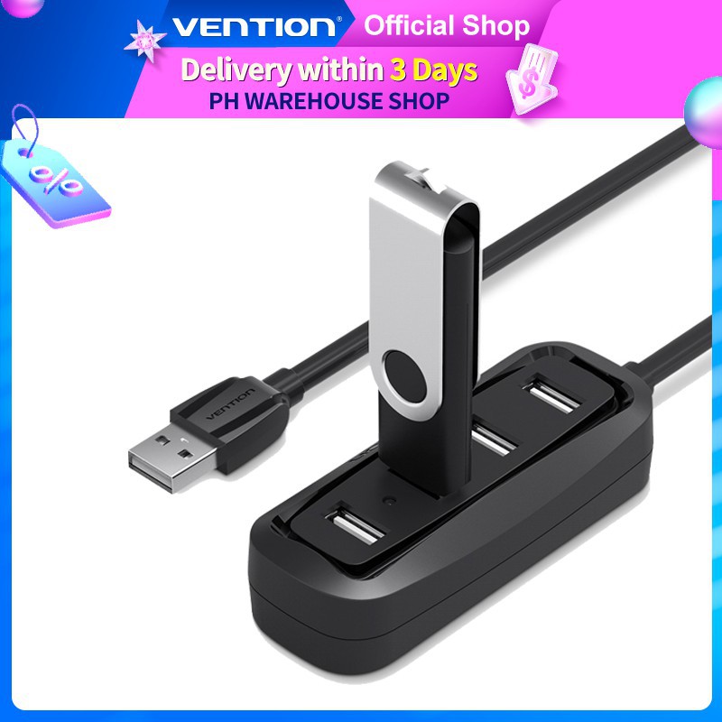 Vention Usb 2.0 Hub 4 Ports Otg 480Mbps Splitter High Speed For Laptop ...