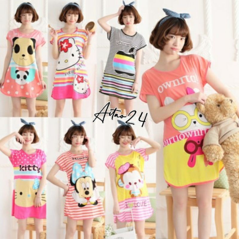Thin elastic cartoon nightgown (random delivery) | Shopee Philippines