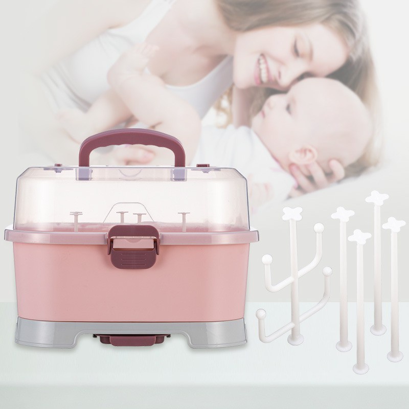 STORAGE BOX Baby Milk Bottle Storage Box Drying Rack with Cover Carry ...