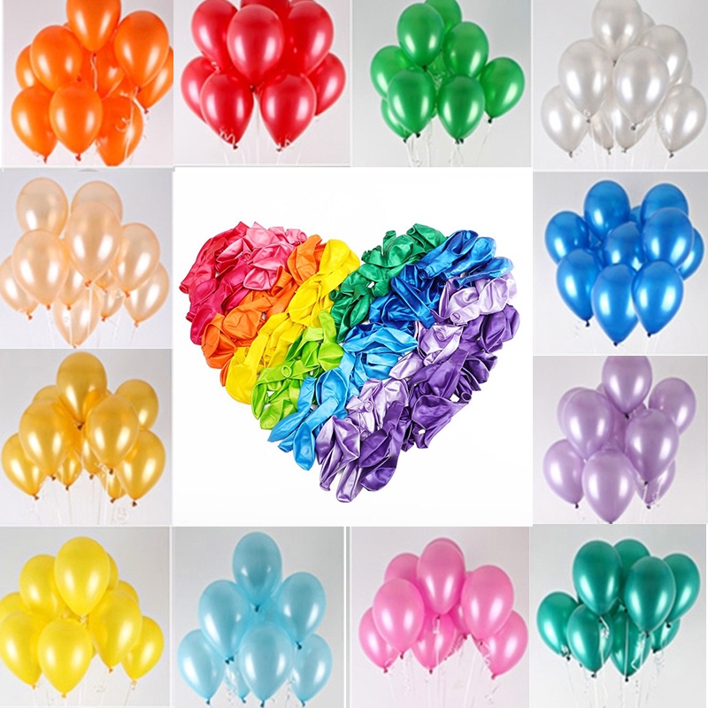 100pc 10 inch metallic glossy latex balloons Birthday decor Party ...