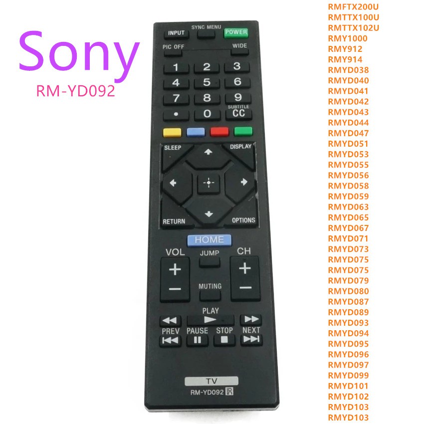 for Sony Smart tv RM-YD092 remote control Universal Bravia TV's New 2017 Model SONY RMYD092 ...