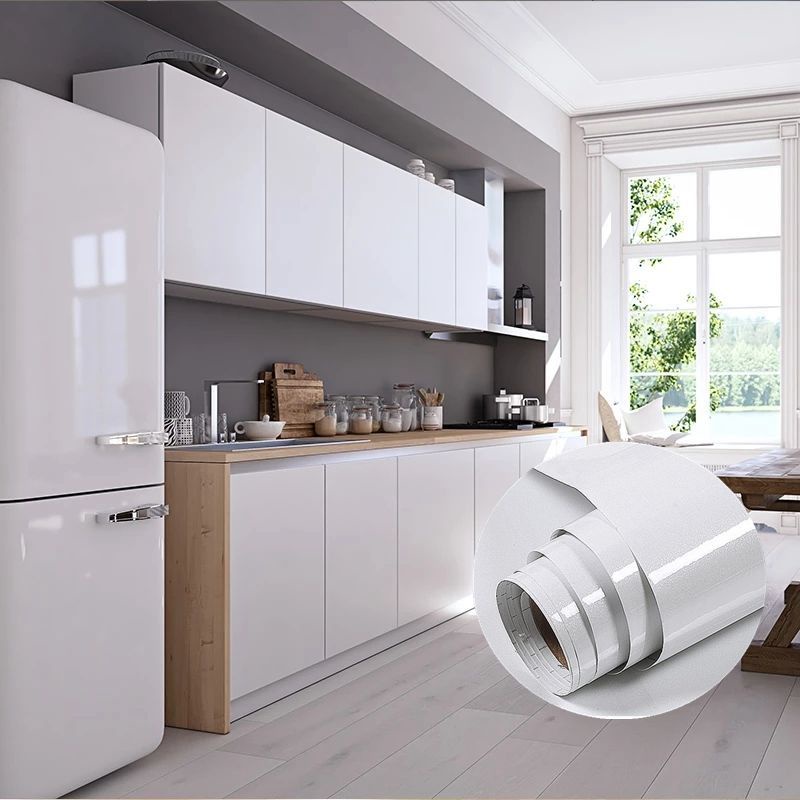 Pure White Decorable Film PVC Self Adhesive Wallpapers Renovation ...