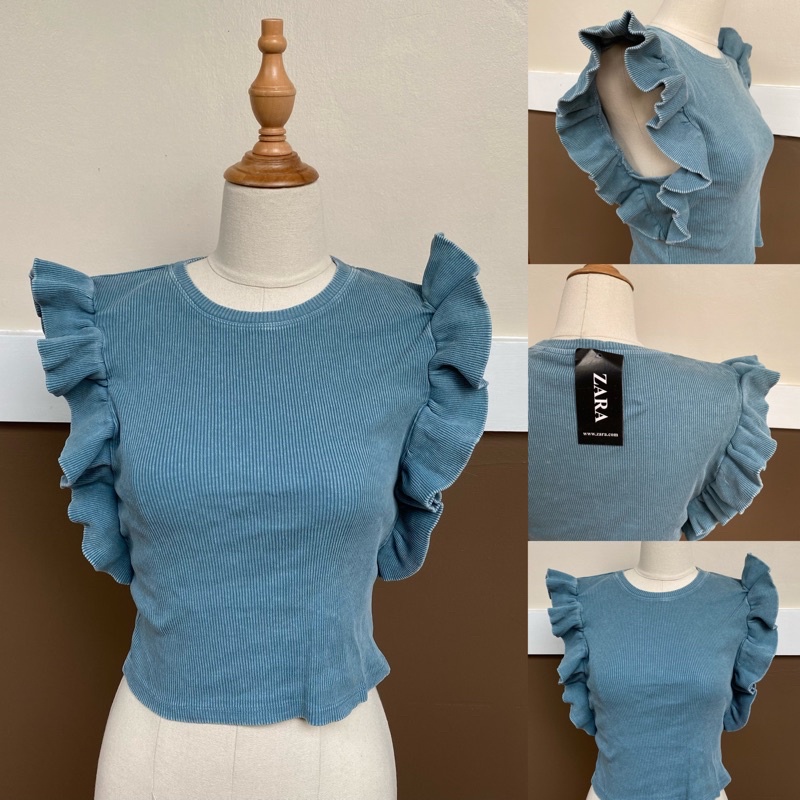 zara ruffled blouse (authentic) | Shopee Philippines