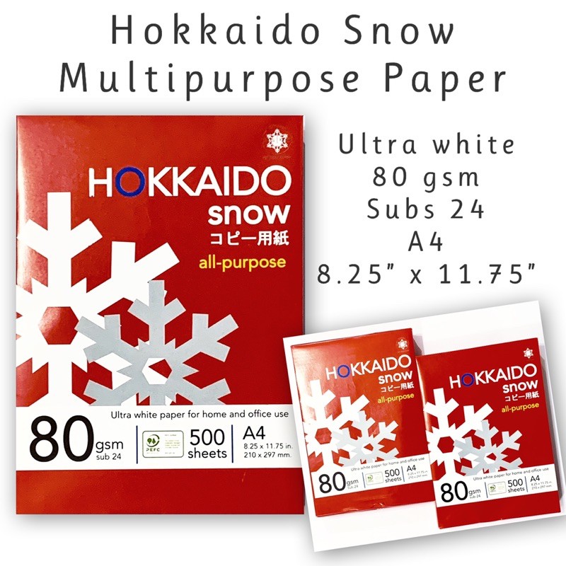Hokkaido Snow Multipurpose Copy Paper A4 80 gsm | Shopee Philippines