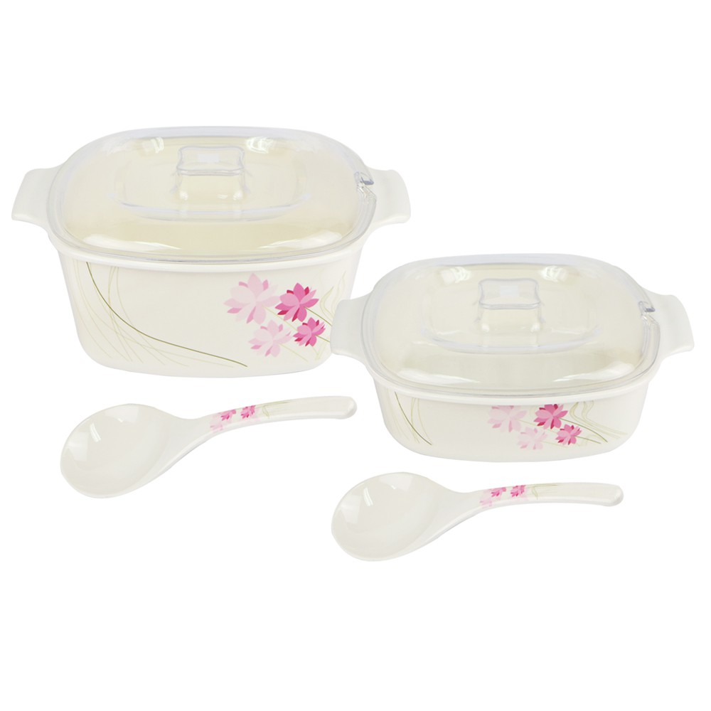 Melawares Pink Flora 2pc Casserole with Cover and Spoon | Shopee ...