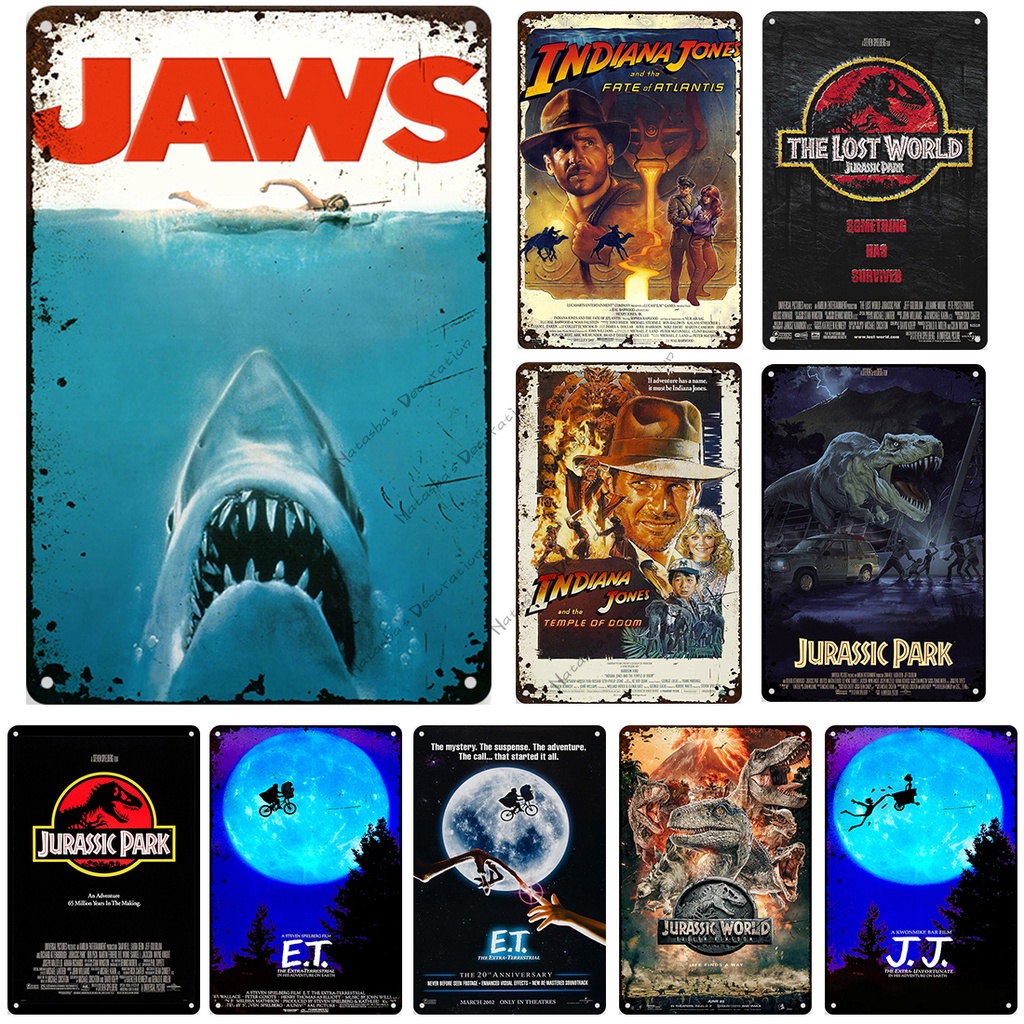 Movie Jurassic Park Metal Tin Sign E.T. Metal Signs Poster JAWS Vintage ...