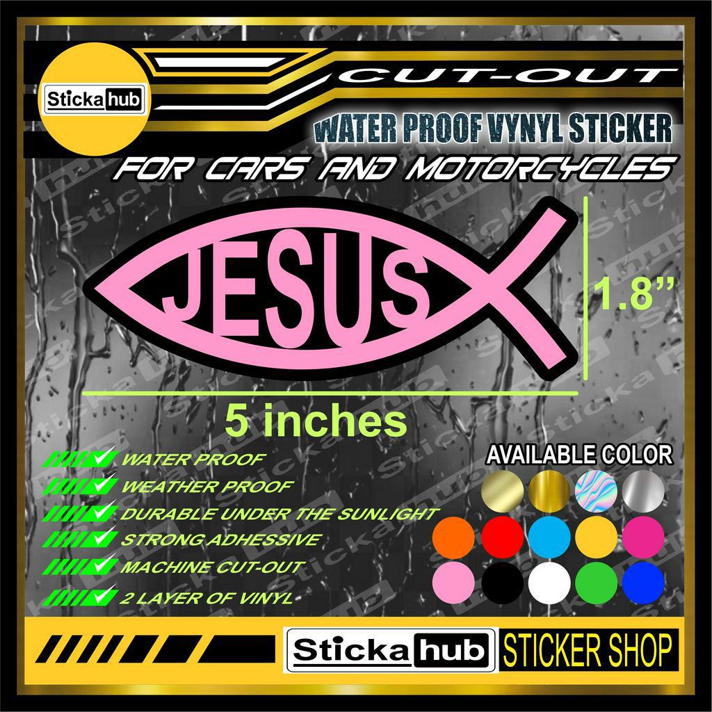 JESUS FISH STICKER FOR CARS AND MOTORCYCLES, JESUS FISH SYMBOL STICKER ...