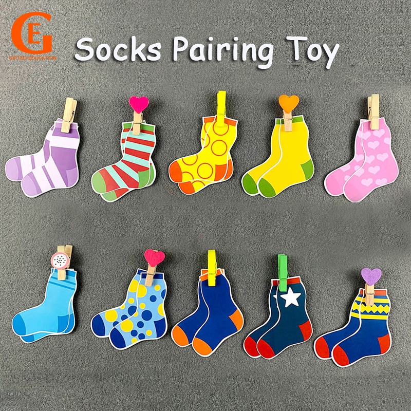 Montessori Toy Socks Pairing Clip Sock Hanging Gloves Toy Paper Cut ...