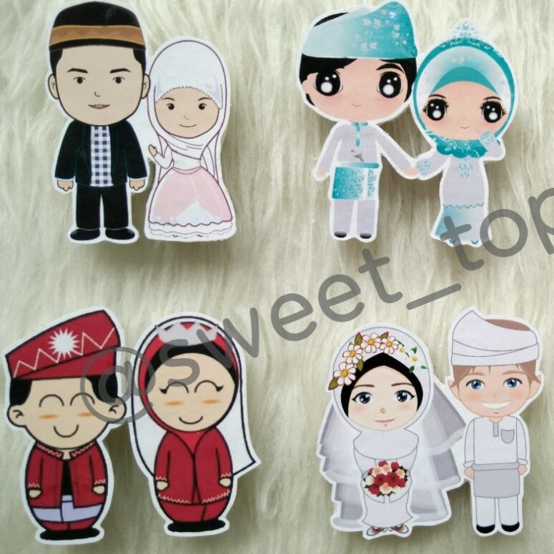 Hijab Bridal Topper for wedding cake decoration, pudding, tumpeng etc ...