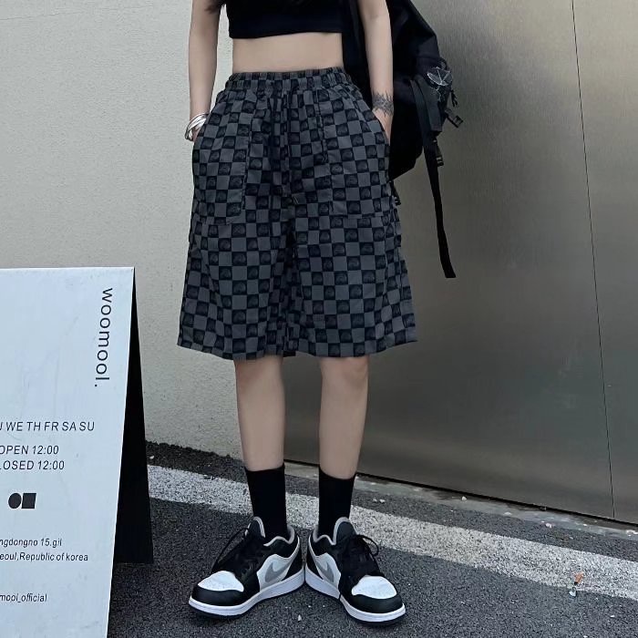 【M-3XL】2 colours plaid straight-leg five-point shorts for men summer ...