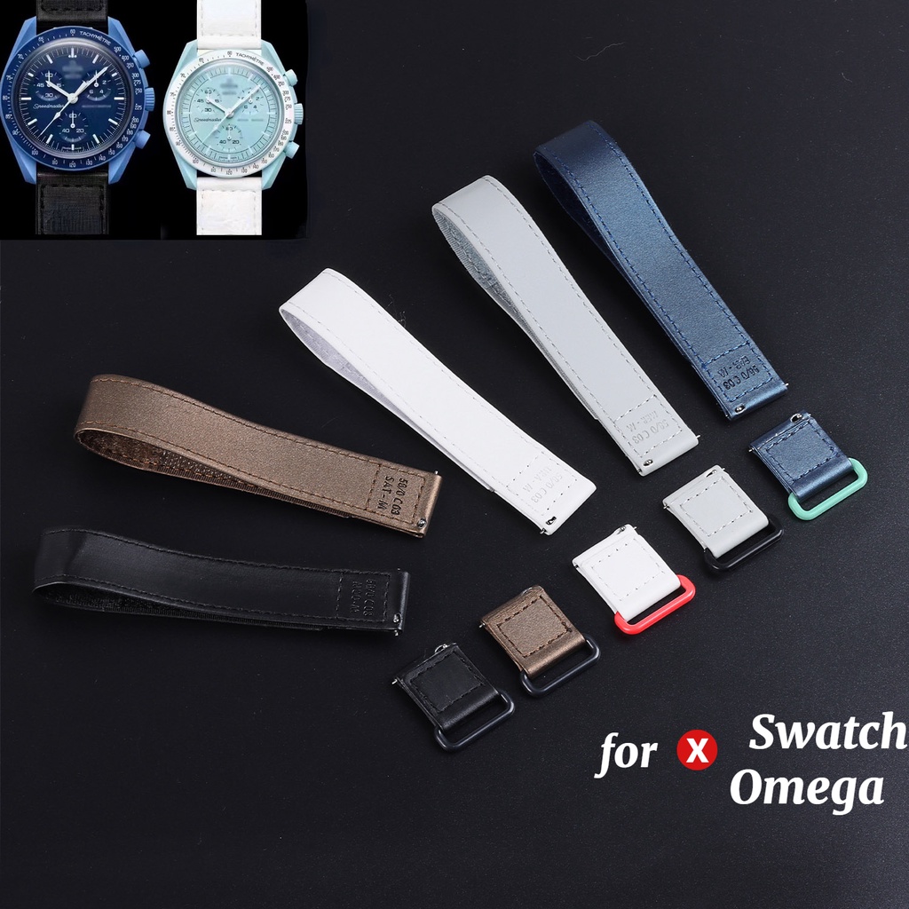 Leather Canvas Watchband for Omega for Swatch Co-Branded Planet Series ...