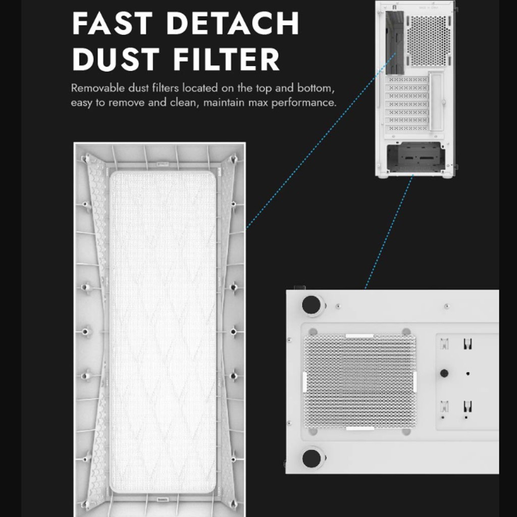 darkFlash DK352 White Mesh Metal mesh design front panel ATX PC Case ...